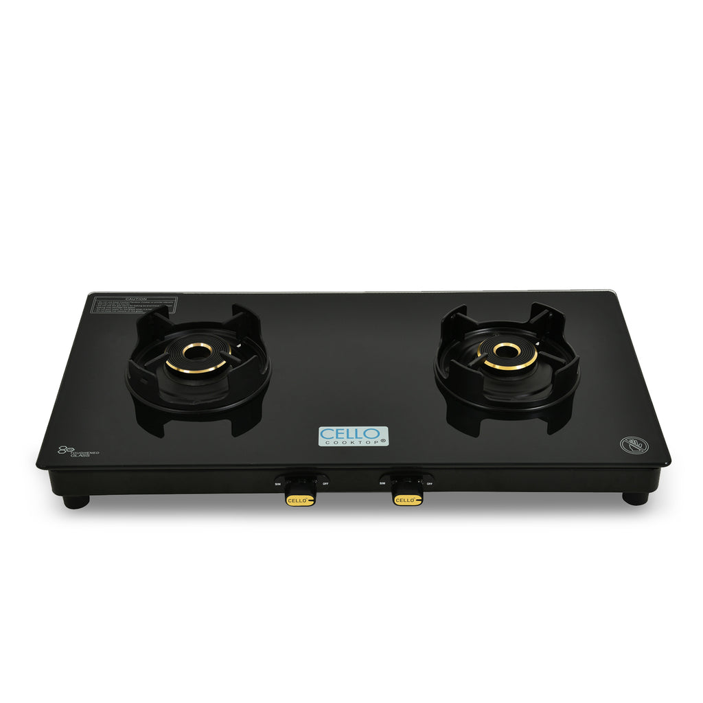 CELLO Granito Black Gas Cooktop, Dual Shade Toughened Glass, ISI Certi